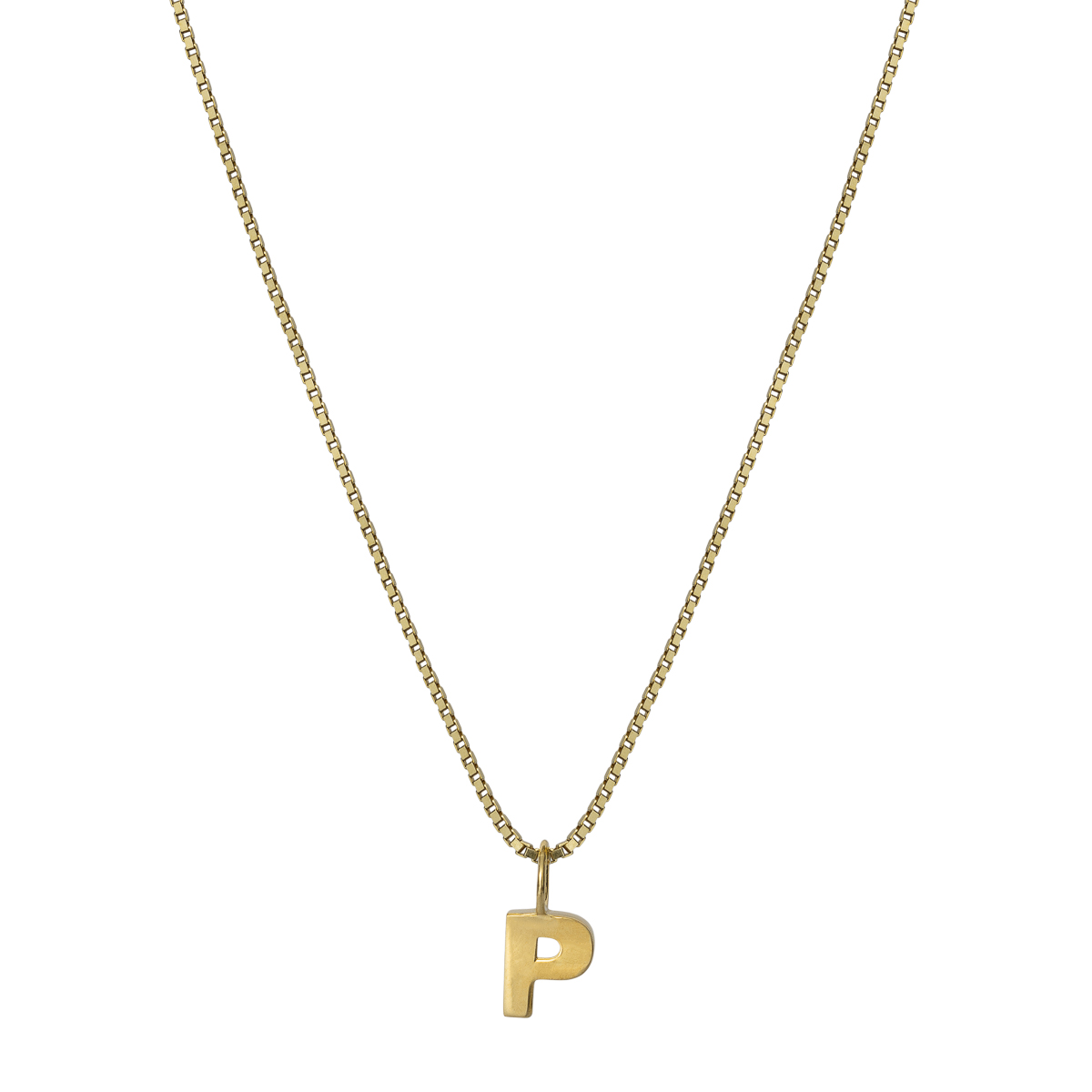 Bokstavsmykke P i gult gull med Veneziansk kjede | Bjørklund