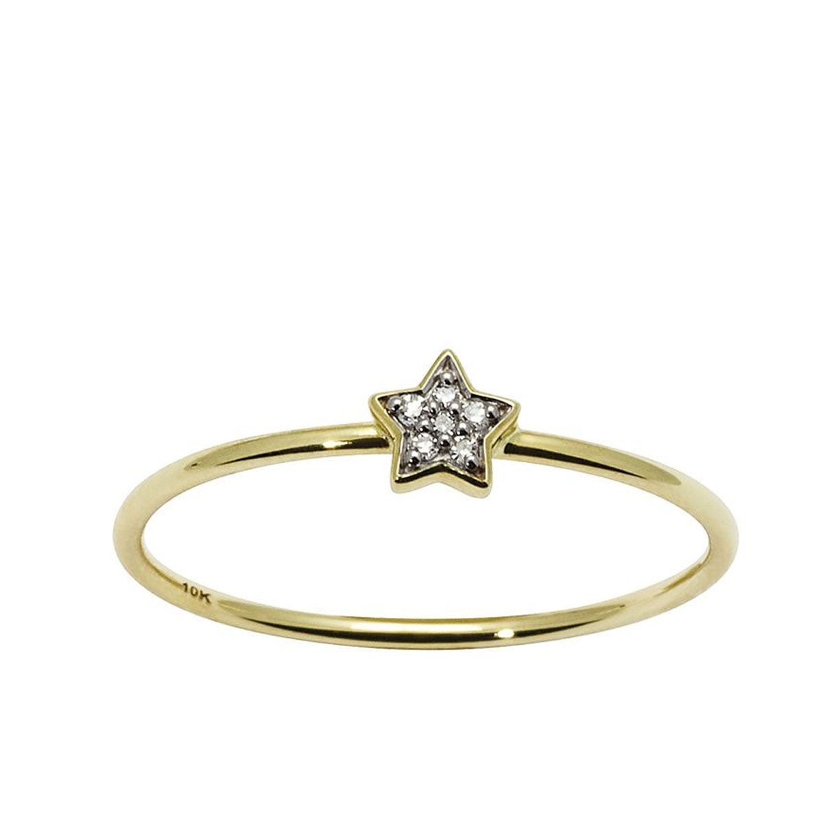 Ring Stjerne Diamant Gult Gull BGR90067 | Bjørklund